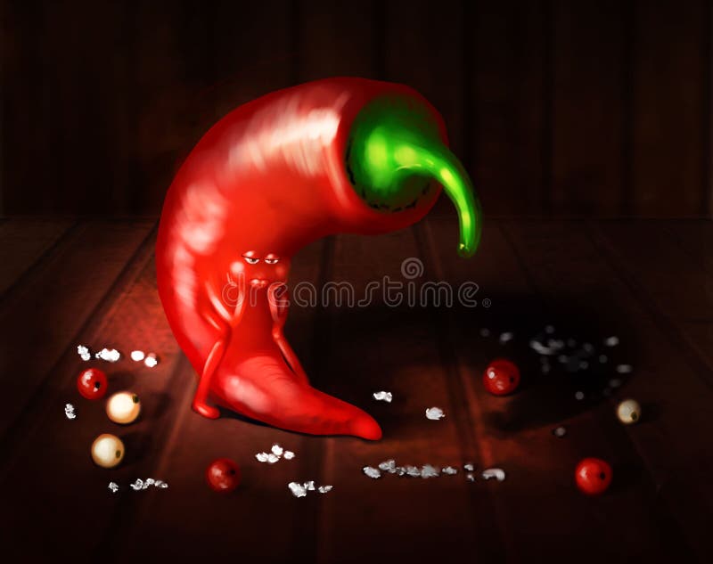 Sad Chili Pepper. Computer Graphics Stock Illustration - Illustration ...