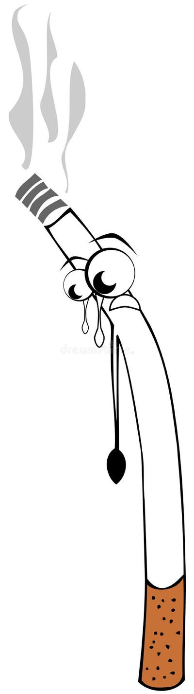 Sad Cigarette Cartoon Isolated Stock Illustration - Illustration of ...
