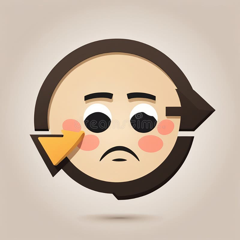 Sad Circular Graphic with Arrow Symbolizing Process and Emotion Stock ...