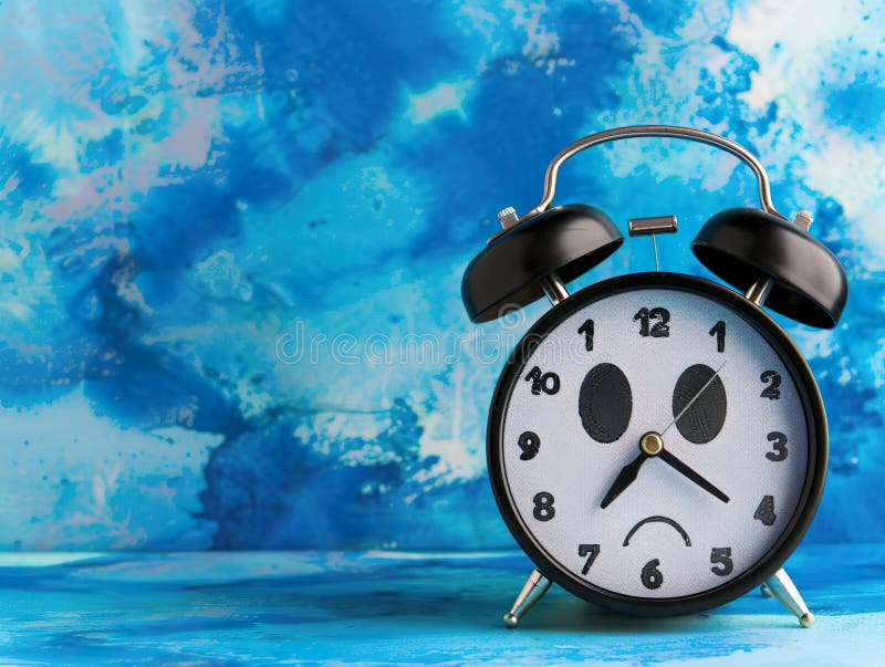 Sad Clock in Blue Background Simbolising Blue Monday Stock Photo ...