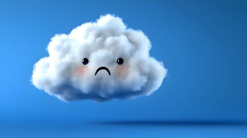 Sad Cloud 3D Illustration stock illustration. Illustration of concept - 351880801
