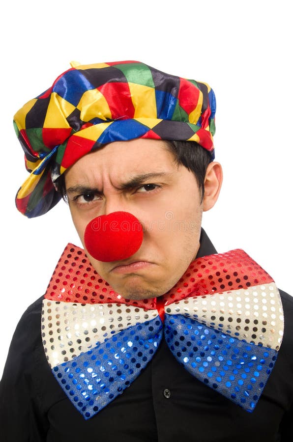 The Sad Clown Isolated on the White Stock Image - Image of humorous ...