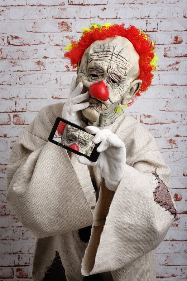 Portrait of Sad Clown with Red Nose. Stock Image - Image of clown ...