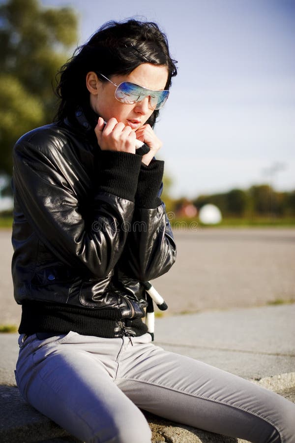 Sad cold girl stock image. Image of girl, fabric, environment - 99113635