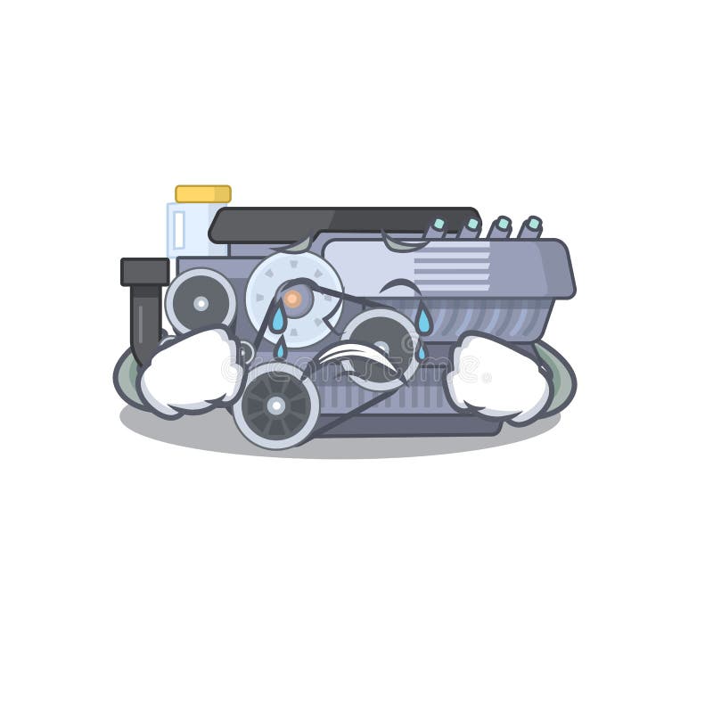 Sad of Combustion Engine Cartoon Mascot Style Stock Vector ...