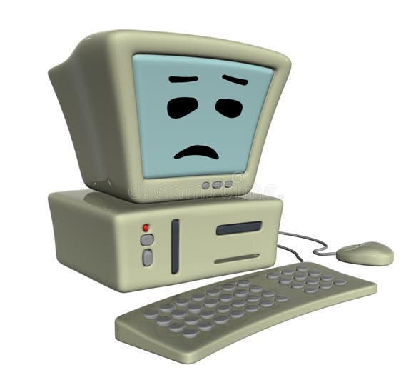 Sad computer stock illustration. Illustration of white - 6102575