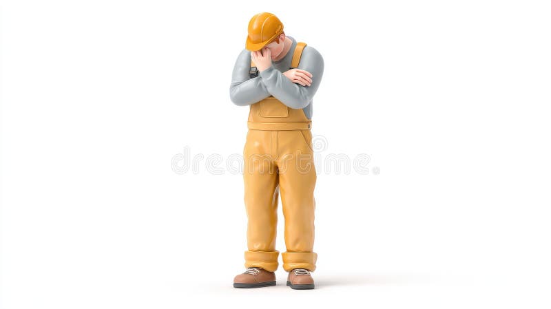 Upset Construction Worker, 3D Render Stock Illustration - Illustration ...