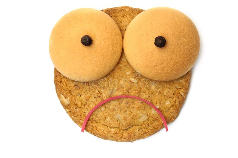 Sad cookie face stock photo. Image of imitation, circle - 19875172