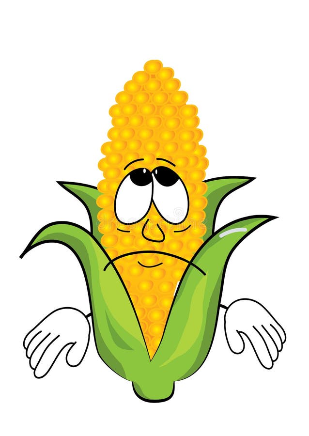 Sad corn cartoon stock illustration. Illustration of cereal - 43414167
