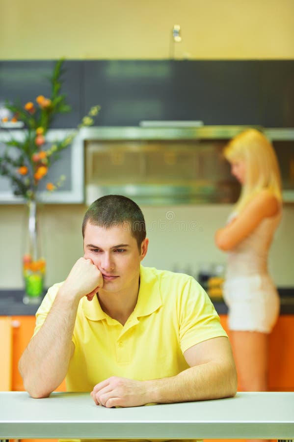Sad couple in kitchen stock image. Image of indoor, anxiety - 22188873