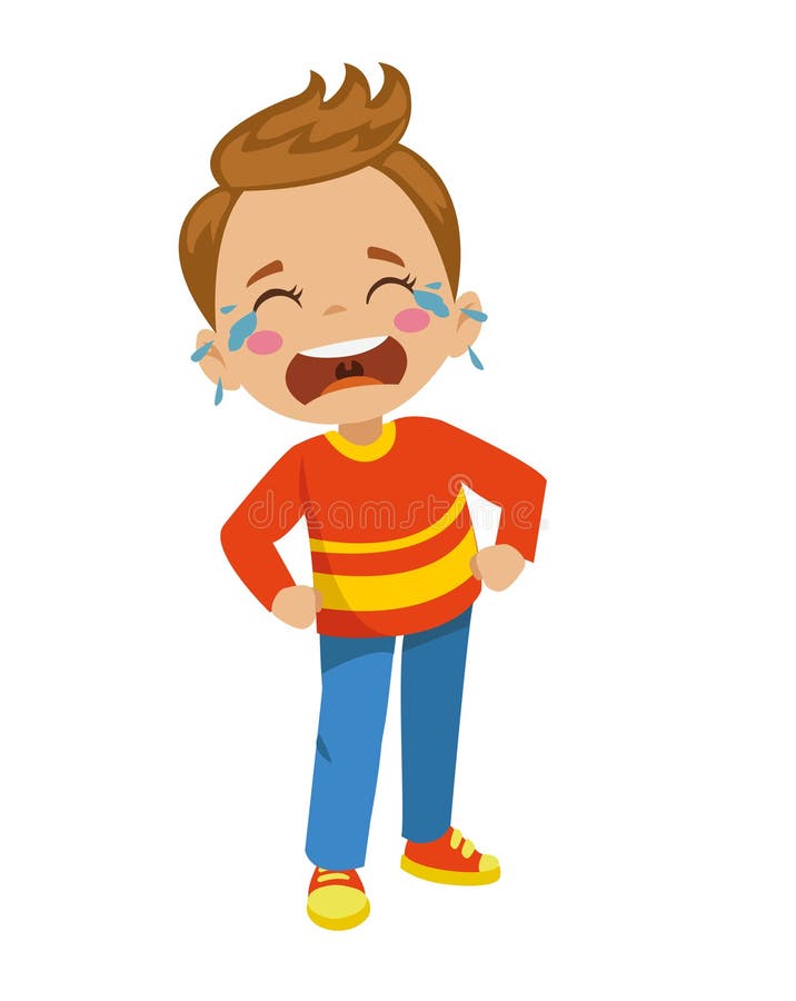 Sad crying cute little boy stock illustration. Illustration of cheerful ...