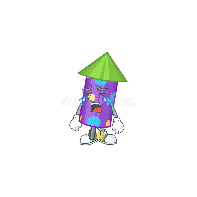 Sad Crying Dot Fireworks Rocket Cartoon Character Design Style Stock ...
