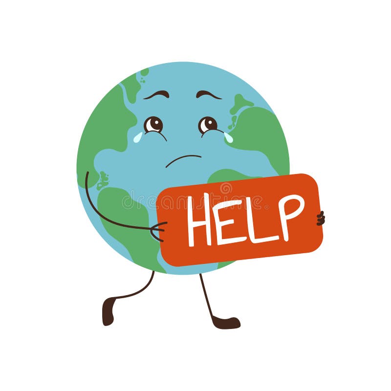 Sad and Crying Earth Planet Ask Help Stock Vector - Illustration of ...