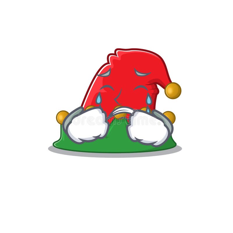 Sad Crying Elf Hat Mascot Cartoon Style Stock Vector - Illustration of ...