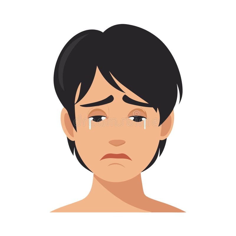 Sad Crying Face Vector Illustration for Emotional Expression and Design ...