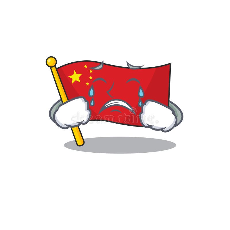 Sad Crying Flag China Scroll Cartoon Character Design Stock Vector ...