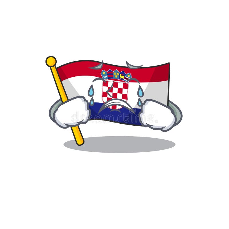 Sad Crying Flag Croatia Scroll Cartoon Character Design Stock Vector ...