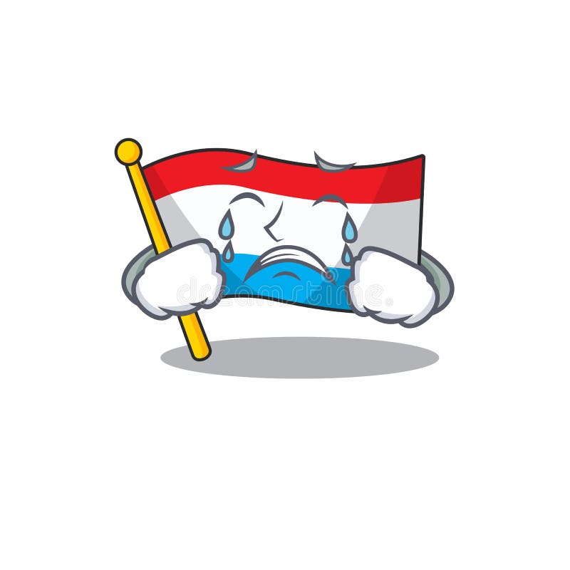 Sad Crying Flag Luxembourg Cartoon Style Vector Illustration Stock ...