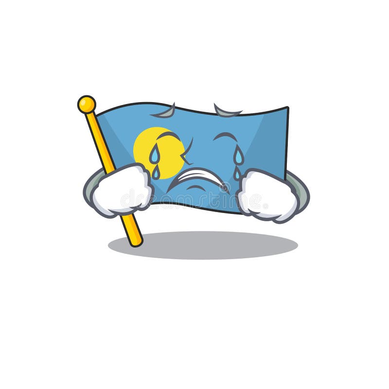 Sad Crying Flag Palau Scroll Cartoon Character Design Stock Vector ...