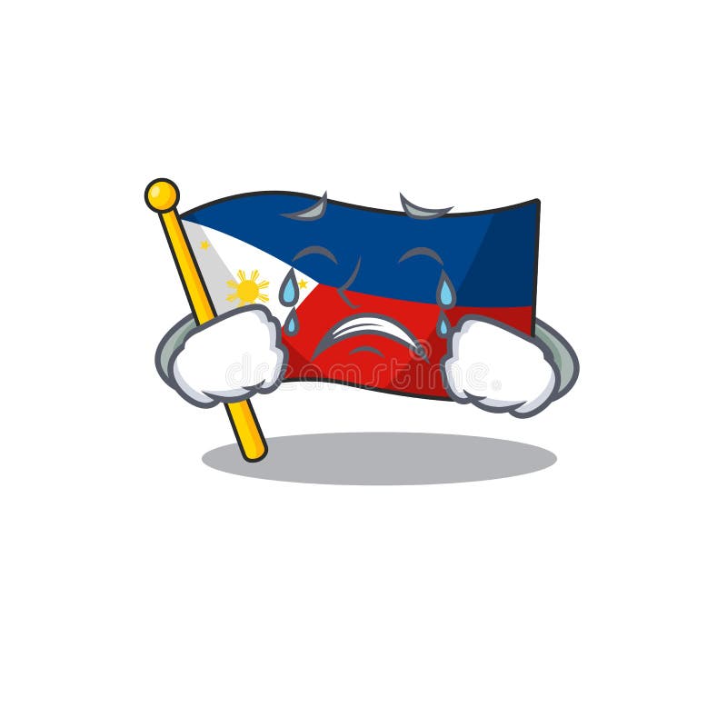 Sad Crying Flag Philippines Mascot Cartoon Style Stock Vector ...