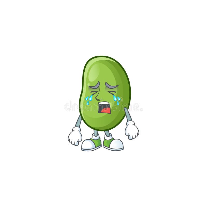 Sad Crying Gesture Green Beans Cartoon Character Style Stock Vector ...