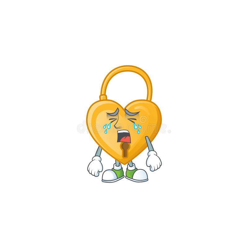 Sad Crying Gesture Love Padlock Cartoon Character Style Stock Vector ...