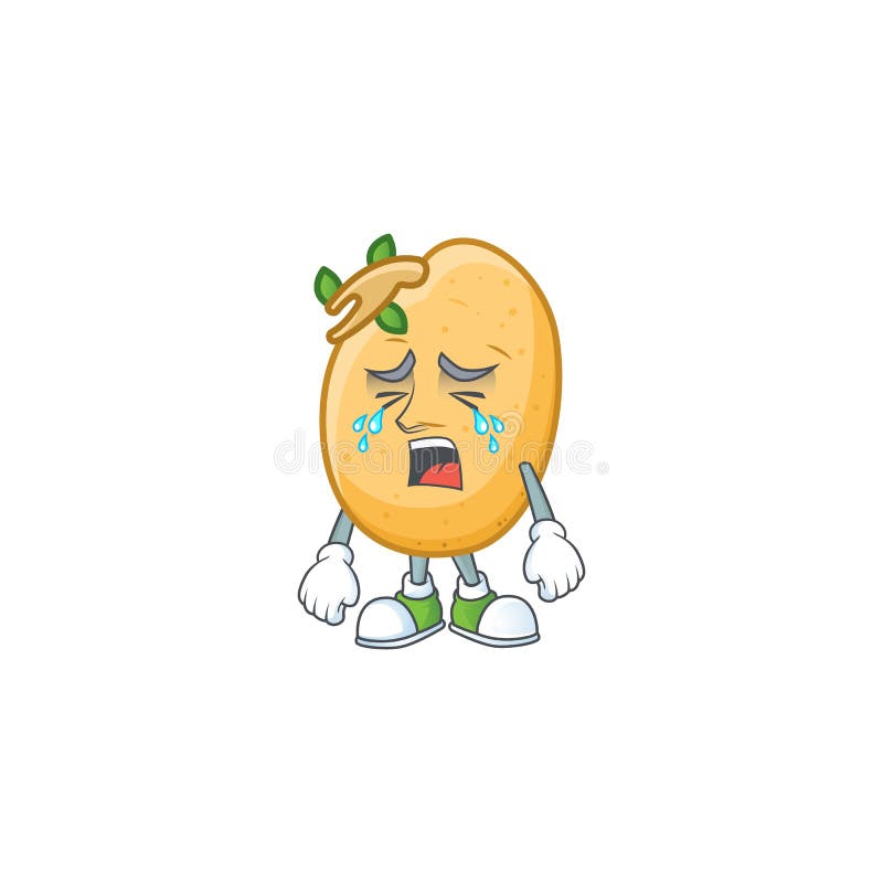 Sad Crying Gesture Sprouted Potato Tuber Cartoon Character Style Stock ...