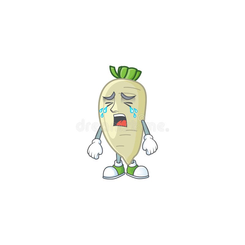 Sad Crying Gesture White Radish Cartoon Character Style Stock Vector ...