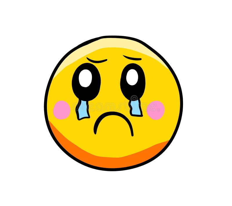 Sad Crying Yellow Cartoon Emoticon Stock Illustration - Illustration of ...