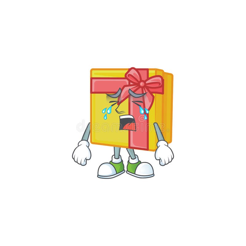 Sad Crying Yellow Gift Box Cartoon Character Design Style Stock Vector ...