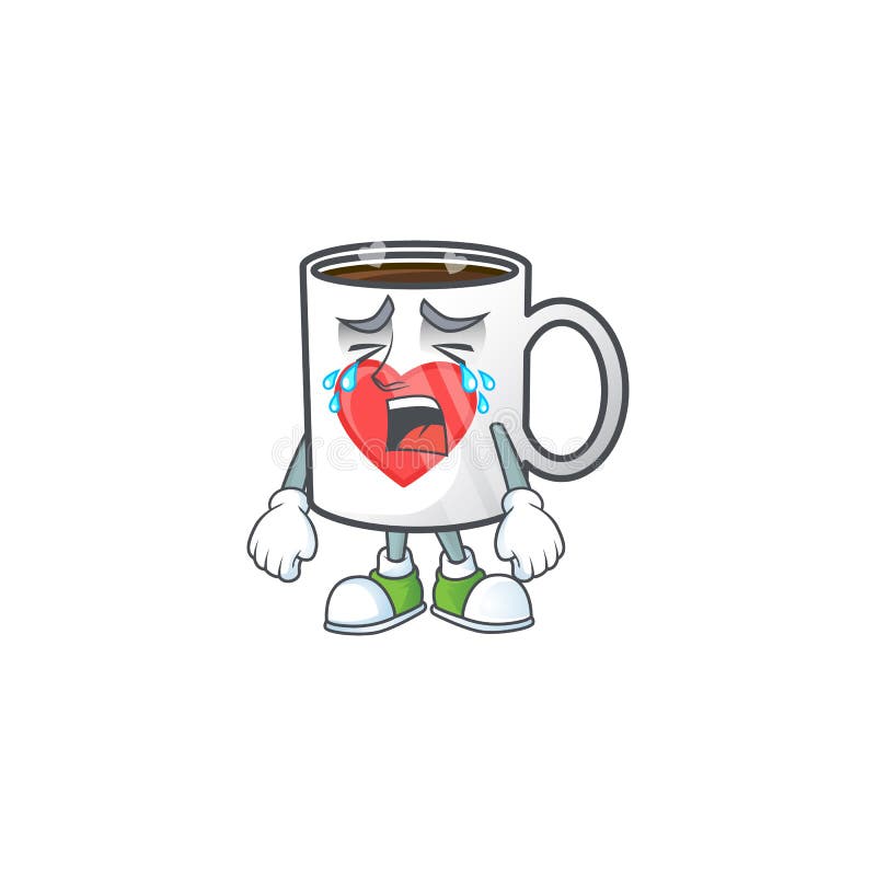 Sad of Cup Coffee Love Cartoon Mascot Style Stock Vector - Illustration ...