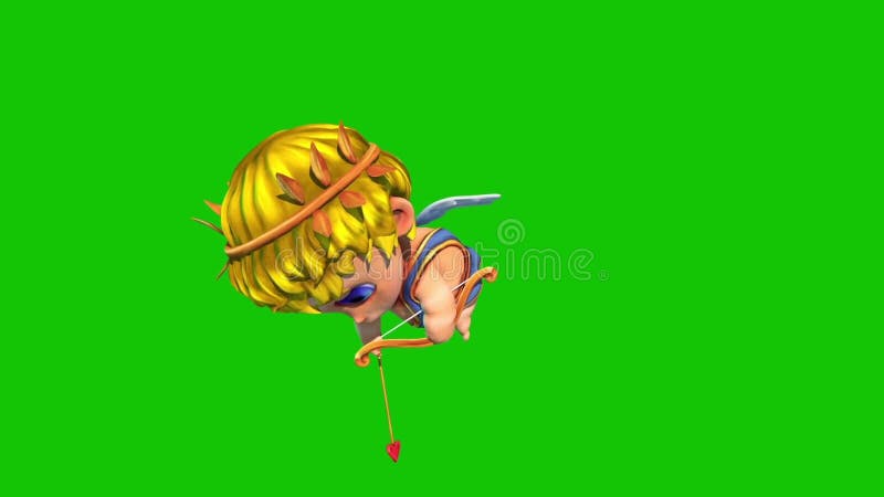 Sad Cupid Happy Valentines Day Green Screen 3D Rendering Animation ...