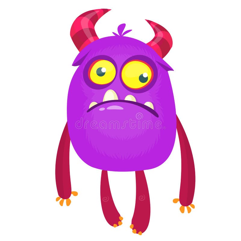 Sad and Cute Cartoon Sad Monster Stock Vector - Illustration of horned ...