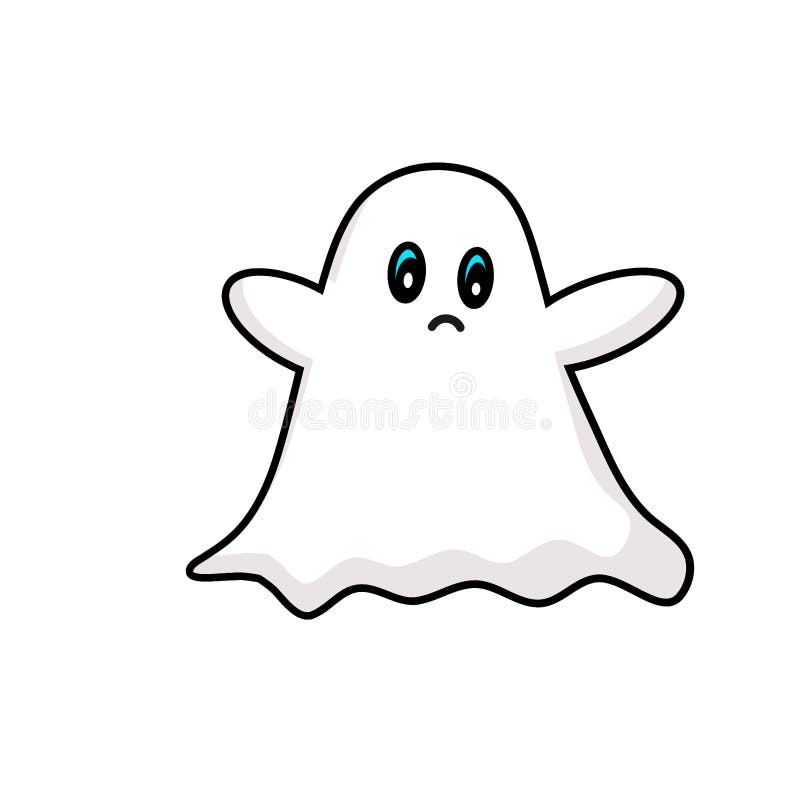 Sad Cute Little Ghost Illustration with Eyes Looking Down Stock ...