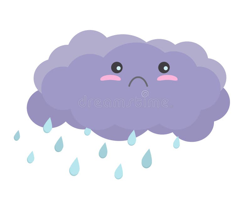 Set of Cute Weather Icons with Different Emotions Expression. Vector ...