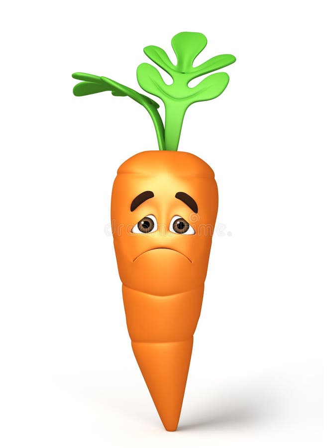 Sad 3d cartoon of carrot stock illustration. Illustration of food ...