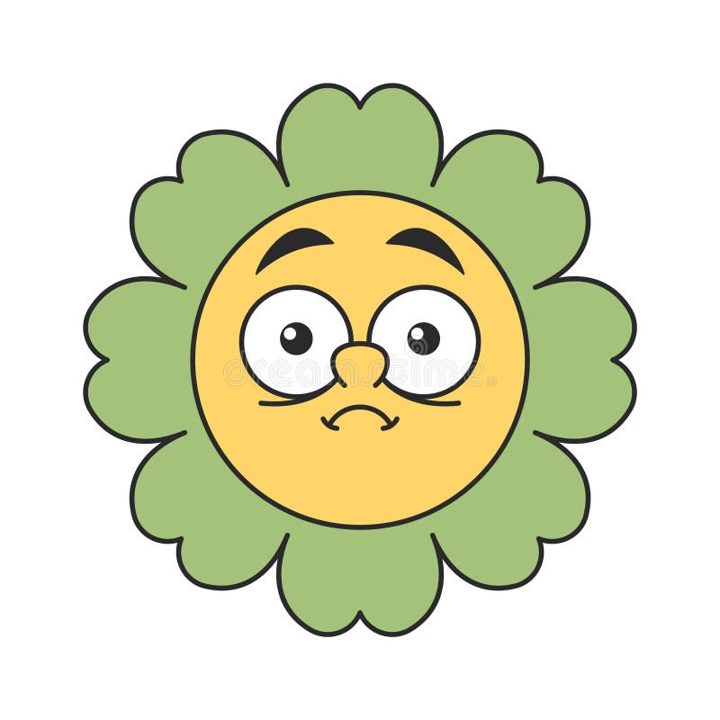 Sad Daisy Flower Cute Character Stock Vector - Illustration of negative ...