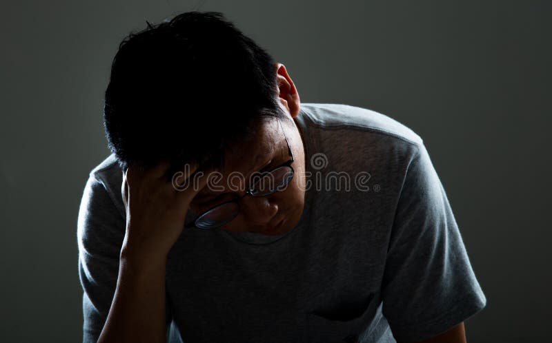 Sad and Depressed Man Thinking of His Problem Stock Photo - Image of ...
