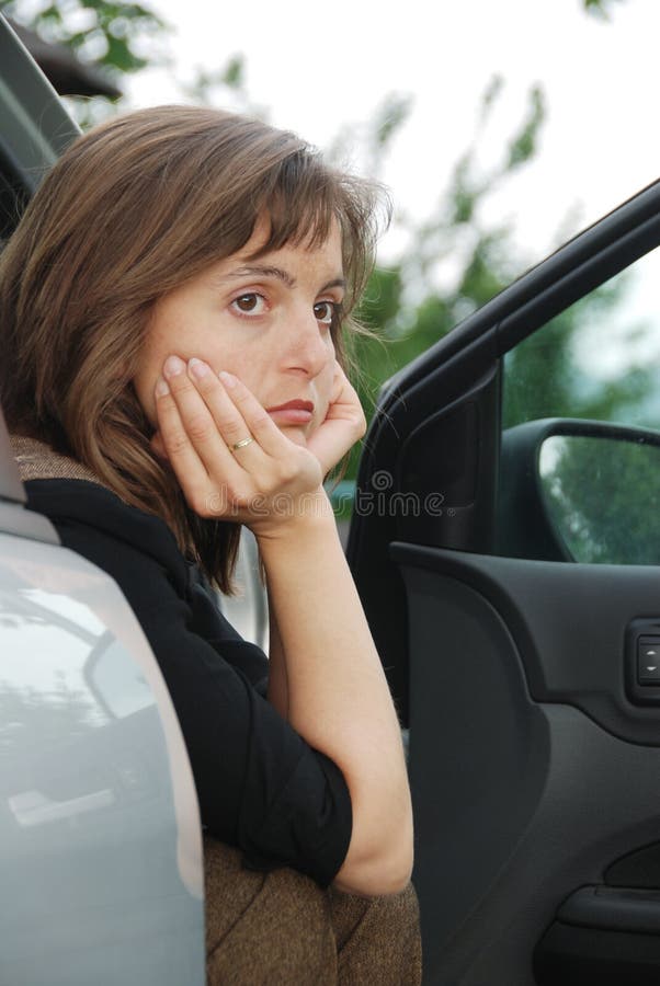 Sad and Depressed Woman in Car Stock Photo - Image of open, spoiled ...