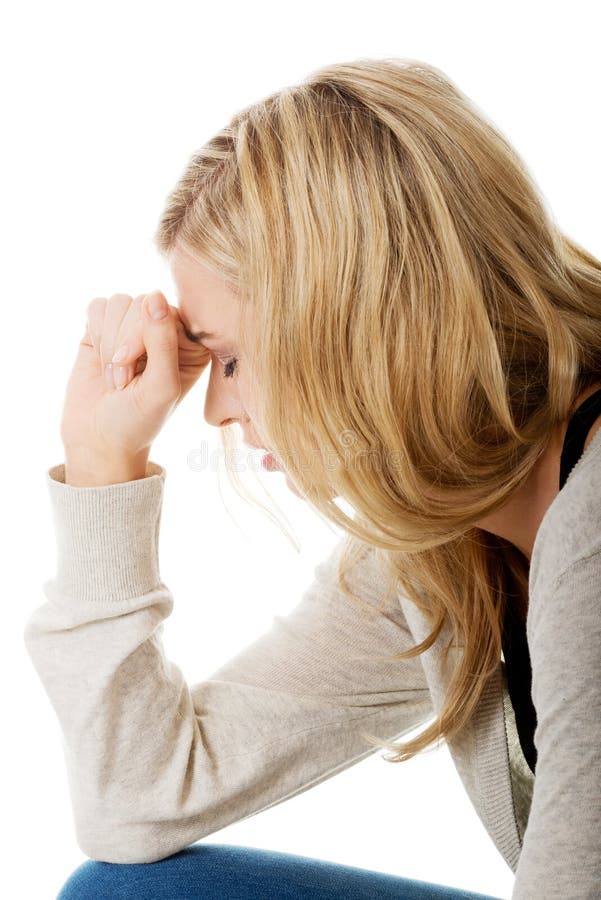 Sad and depressed woman. stock image. Image of emotion - 45026599