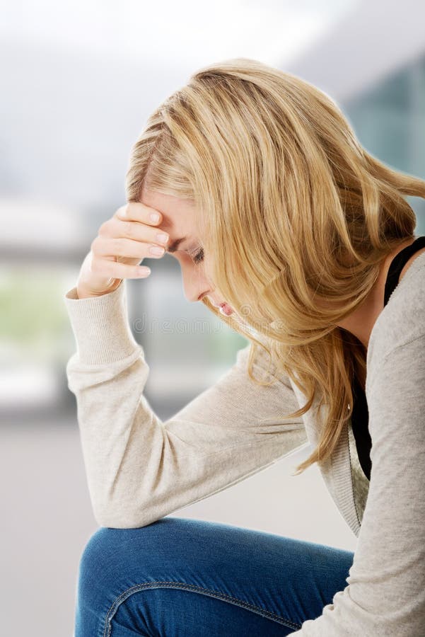 Sad and depressed woman. stock image. Image of pain, closeup - 47071347