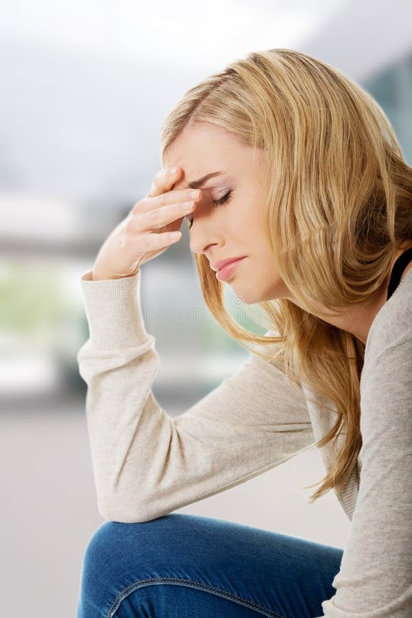 Sad and depressed woman. stock photo. Image of girl, female - 48687884