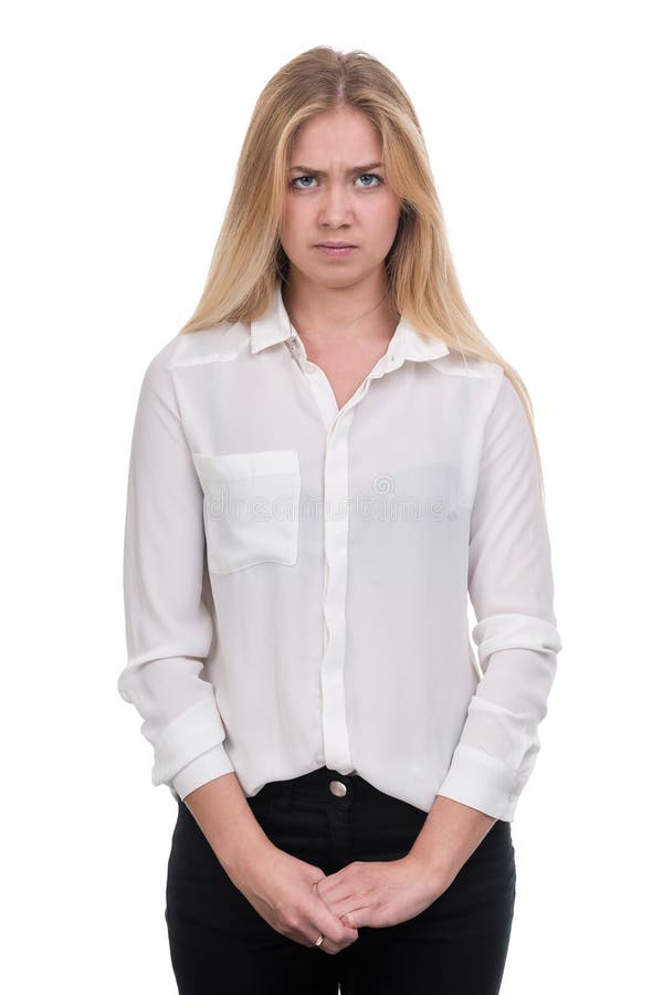 Sad and Depressed Woman Isolated on White Stock Photo - Image of person ...