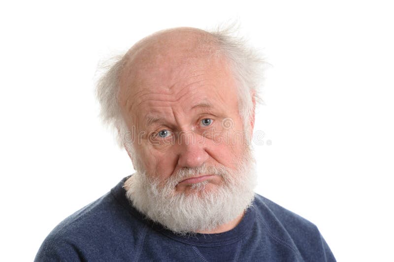 Grumpy Oldfart Or Dissatisfied Displeased Old Man Isolated Portrait