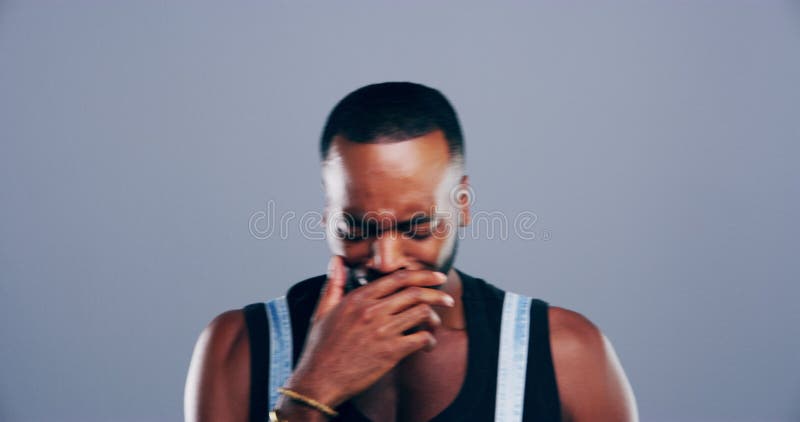 Sad, Crying and Face of Black Man in a Studio with Upset, Worry and ...