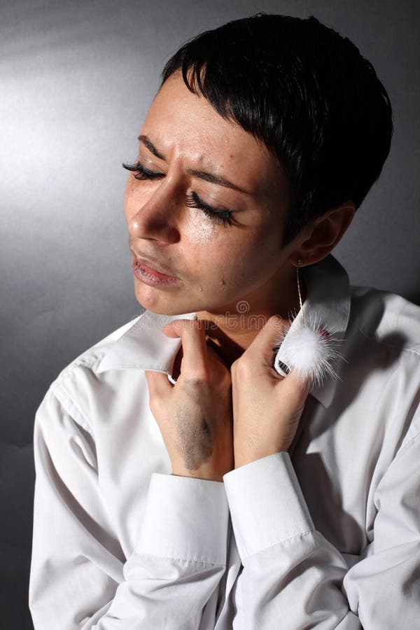 Sad depression woman stock image. Image of person, black - 19093993