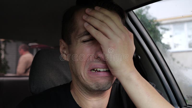 Sad Desperate Man Crying in the Car Stock Video - Video of depressed ...