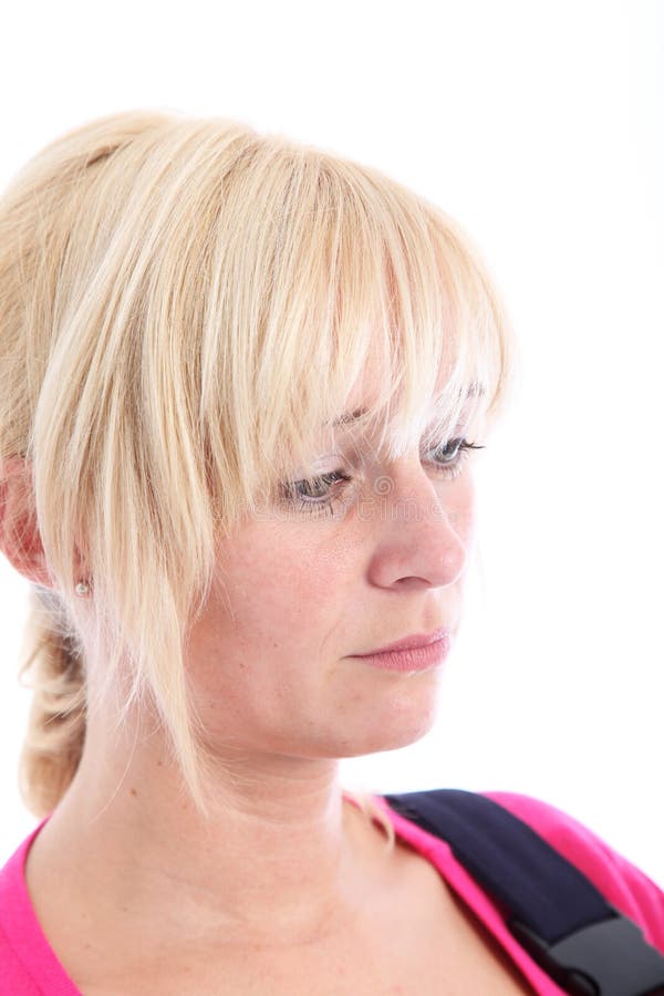 Sad Despondent Woman with Downcast Eyes Stock Photo - Image of studio ...