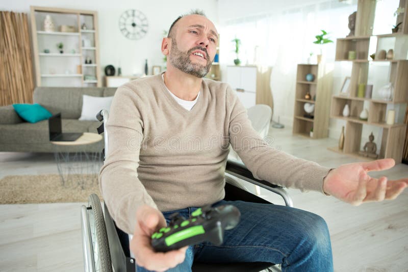 Sad Disable Man Lost Video Game Stock Photo - Image of unhappy ...