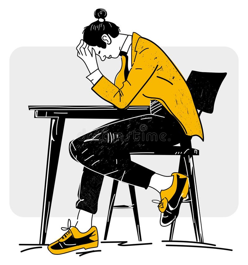 Sad Disappointed Man in Jacket Sitting Behind Table with Head in Hands ... Sad Disappointed Man in Jacket Sitting Behind Table with Head in Hands ...